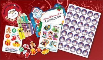 Christmas branded stickers | Stickers on sheets | Stickers on rolls